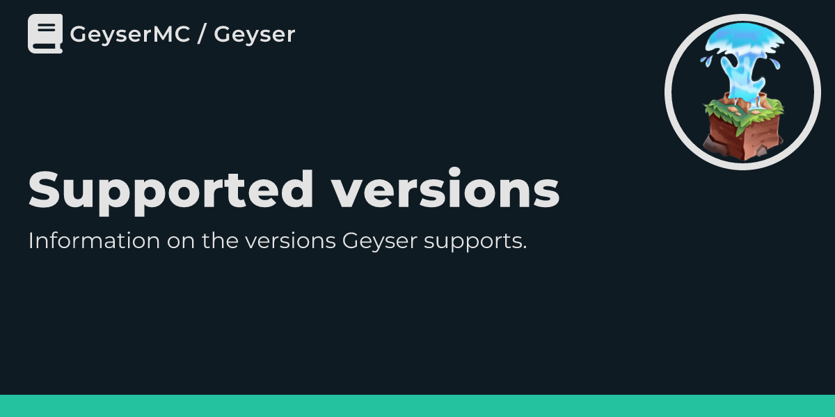 Supported versions | GeyserMC